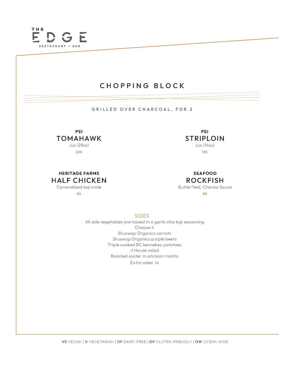 Menu | The Edge Restaurant Vernon BC | Locally Sourced Fine Dining